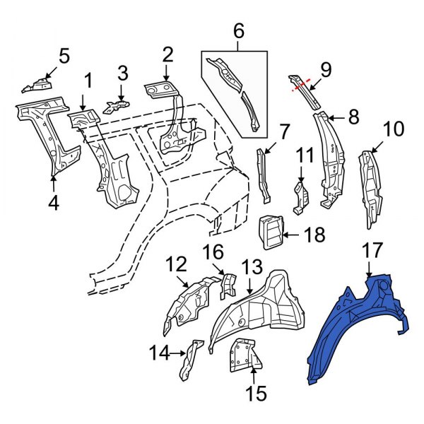 Toyota OE 616320R010 - Rear Left Outer Wheel Housing Side Panel