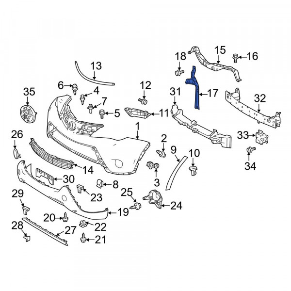 Toyota OE 520850R030 - Center Bumper Cover Reinforcement