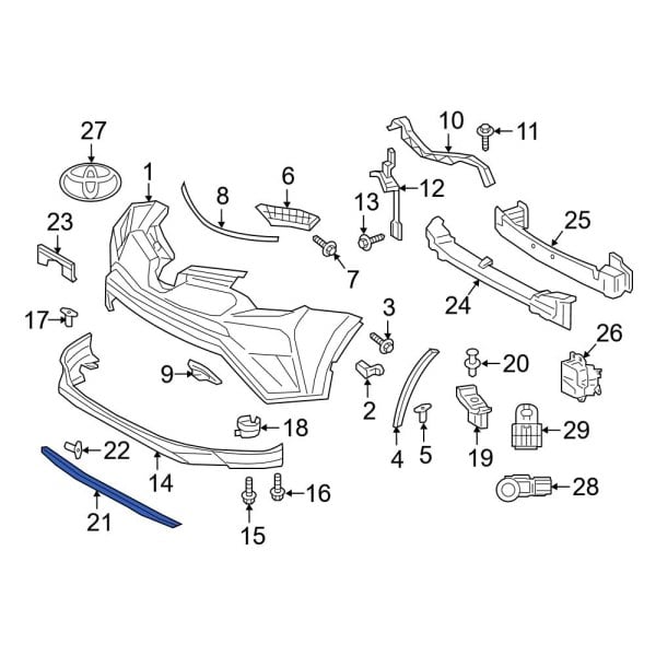 Toyota OE 527110R050B0 - Front Lower Bumper Trim