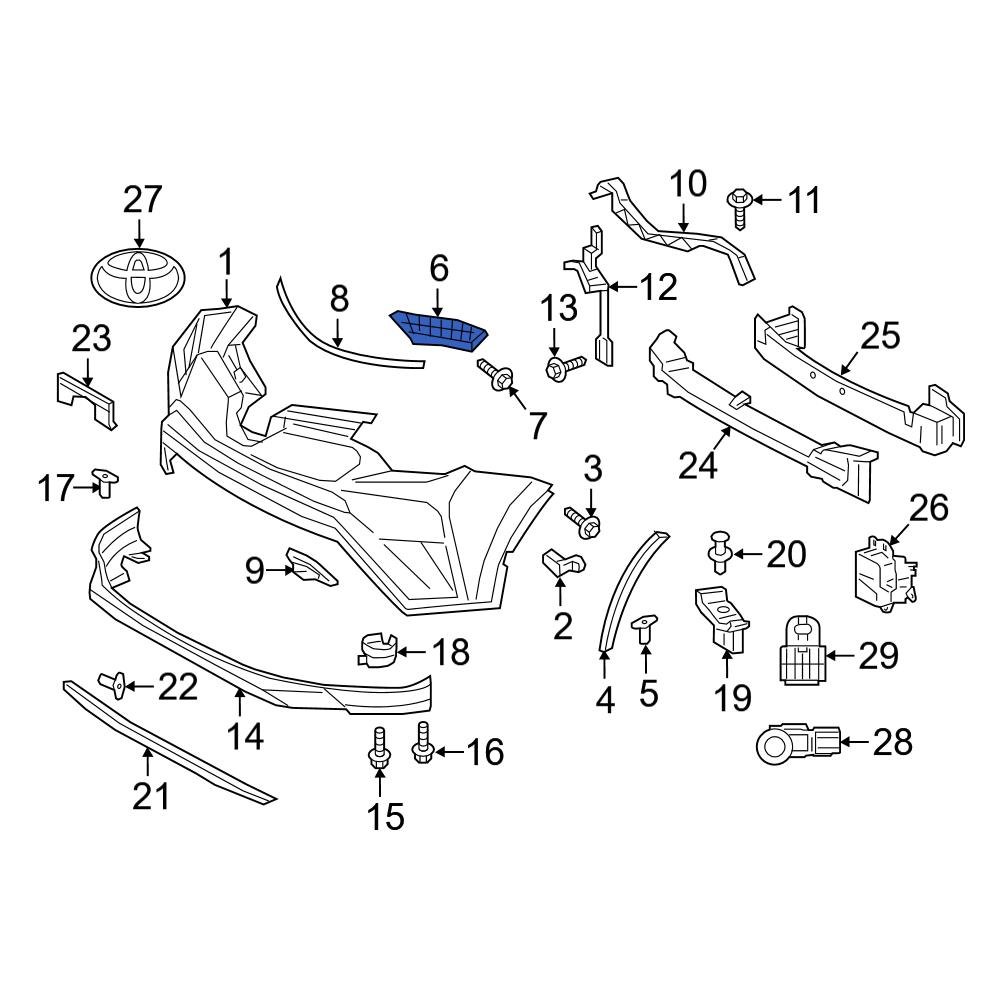 Toyota OE 525350R080 - Front Right Bumper Cover Support Rail