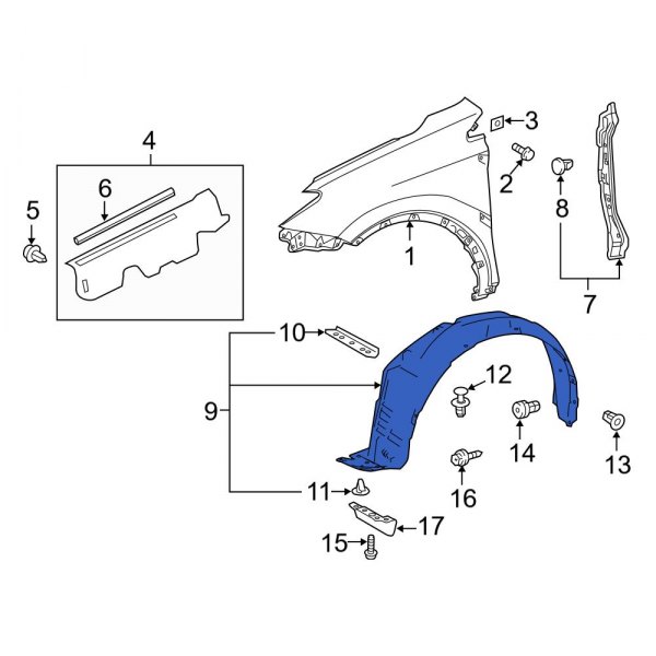 Toyota OE 5387642090 - Front Left Fender Splash Shield