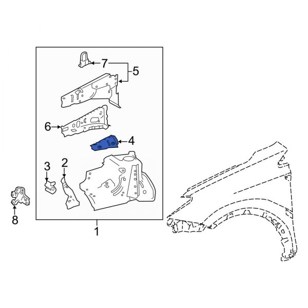 Toyota OE 5372542010 - Right Fender Rail Reinforcement Bracket