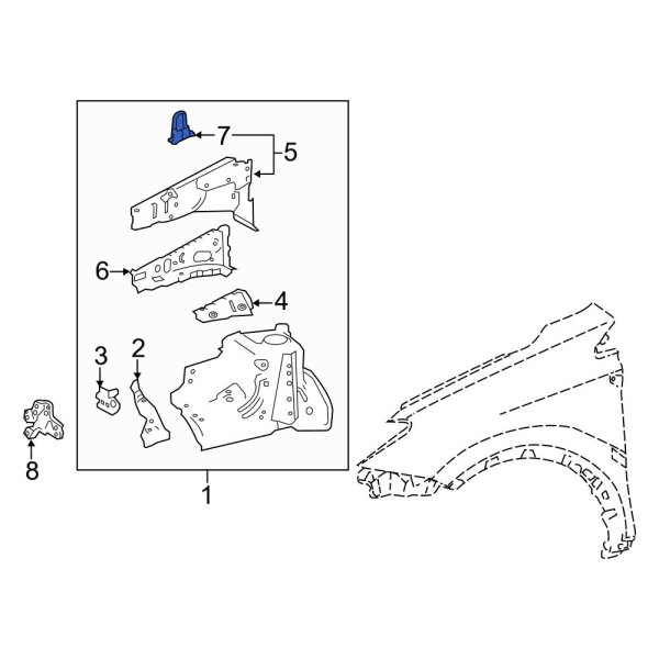 Toyota OE 5371542020 - Right Fender Rail Bracket