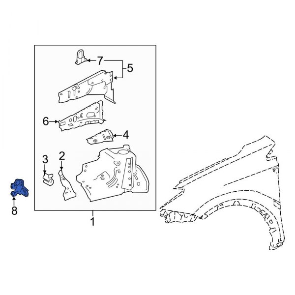 Toyota OE 5380442010 - Left Fender Brace