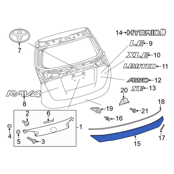 Toyota OE 7681242900 - Rear Lower Liftgate Finish Panel