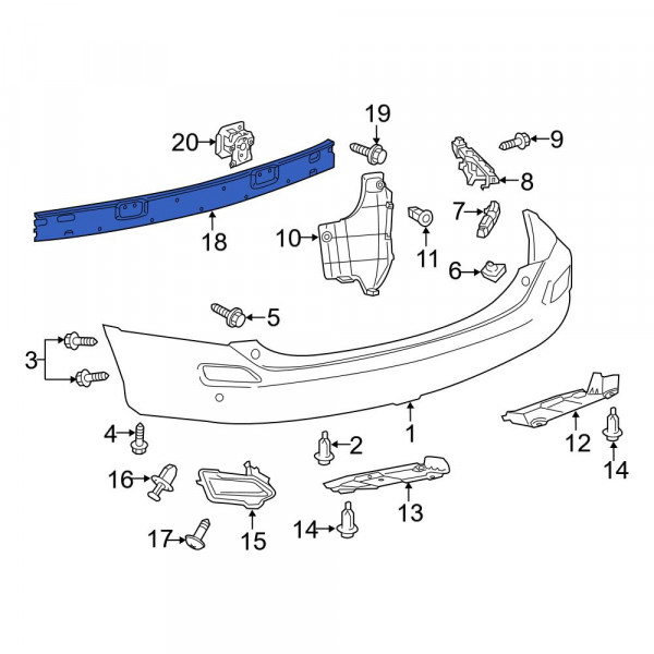 Toyota OE 520230R020 - Rear Bumper Impact Bar