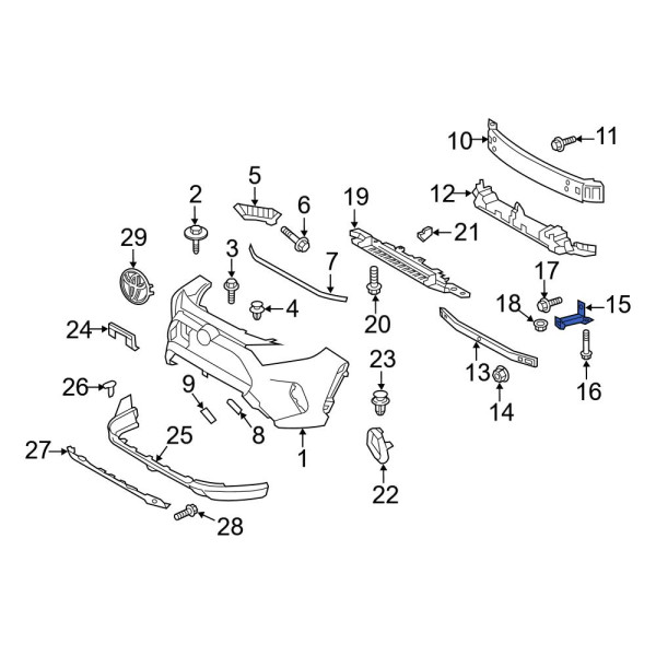 Toyota OE 521030R040 - Front Left Bumper Impact Bar Bracket