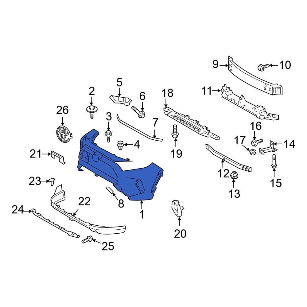 Toyota OE 521190R920 - Front Upper Bumper Cover