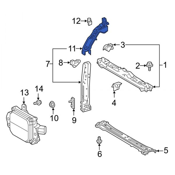 Toyota OE 532140R900 - Front Left Radiator Support Tie Bar Extension