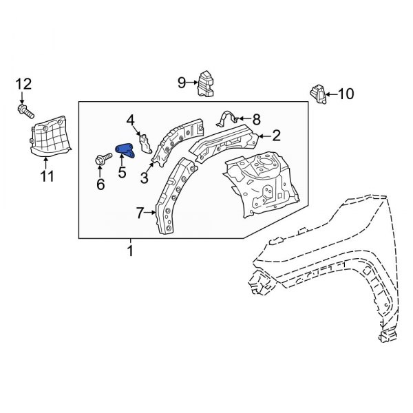 Toyota OE 538360R040 - Left Fender Rail Reinforcement Bracket