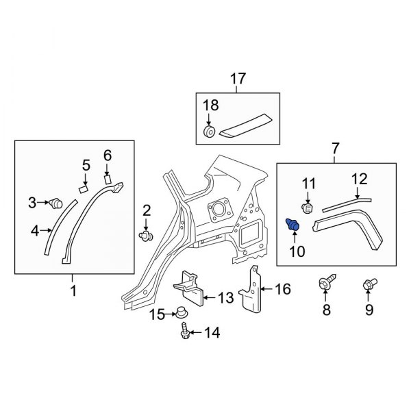 Toyota OE 7586768010 - Wheel Arch Molding Clip