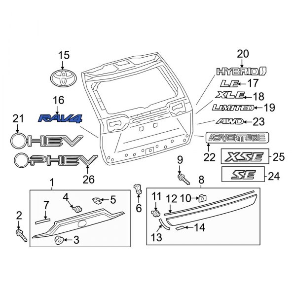 Toyota OE 754310R070 - Rear Hatch Emblem