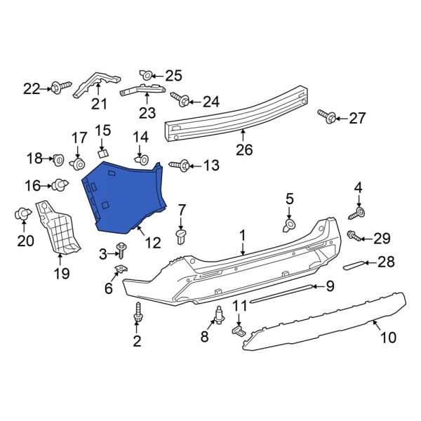 Toyota OE 521620R906 - Rear Left Bumper Corner Cover