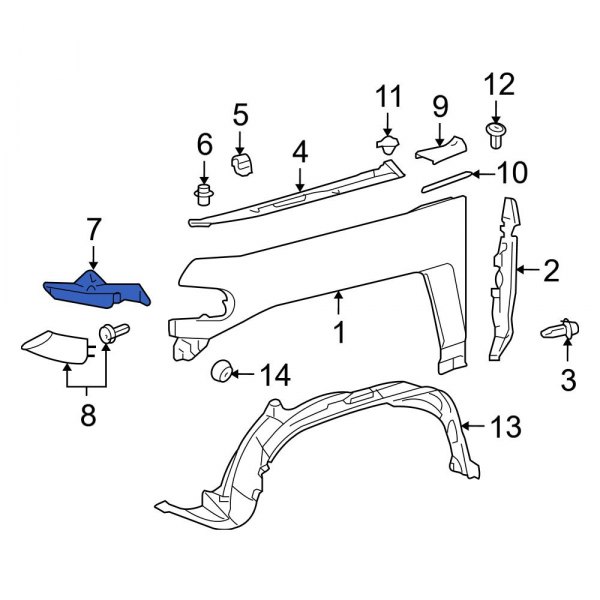 Toyota OE 5381335090 - Right Fender Bracket