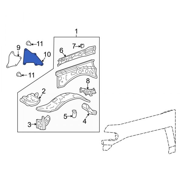 Toyota OE 5388635020 - Rear Fender Splash Shield