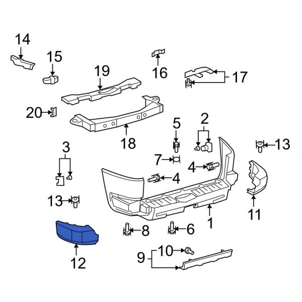 Toyota OE 5246335021 - Rear Left Bumper Corner Cover