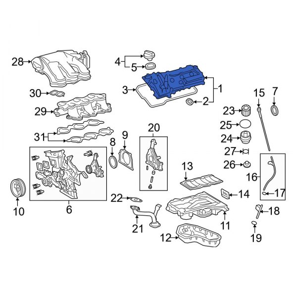Toyota OE 112020P012 - Left Engine Valve Cover