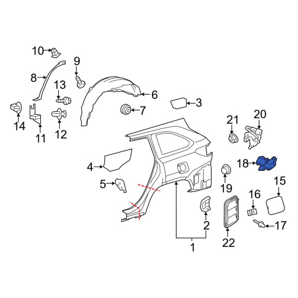 Toyota OE 770300E030 - Rear Fuel Filler Door Lock Actuator