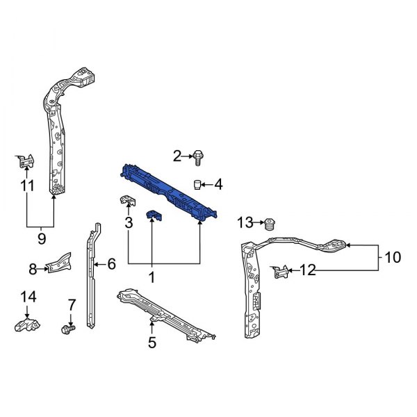 Toyota OE 532050E901 - Front Upper Radiator Support Tie Bar