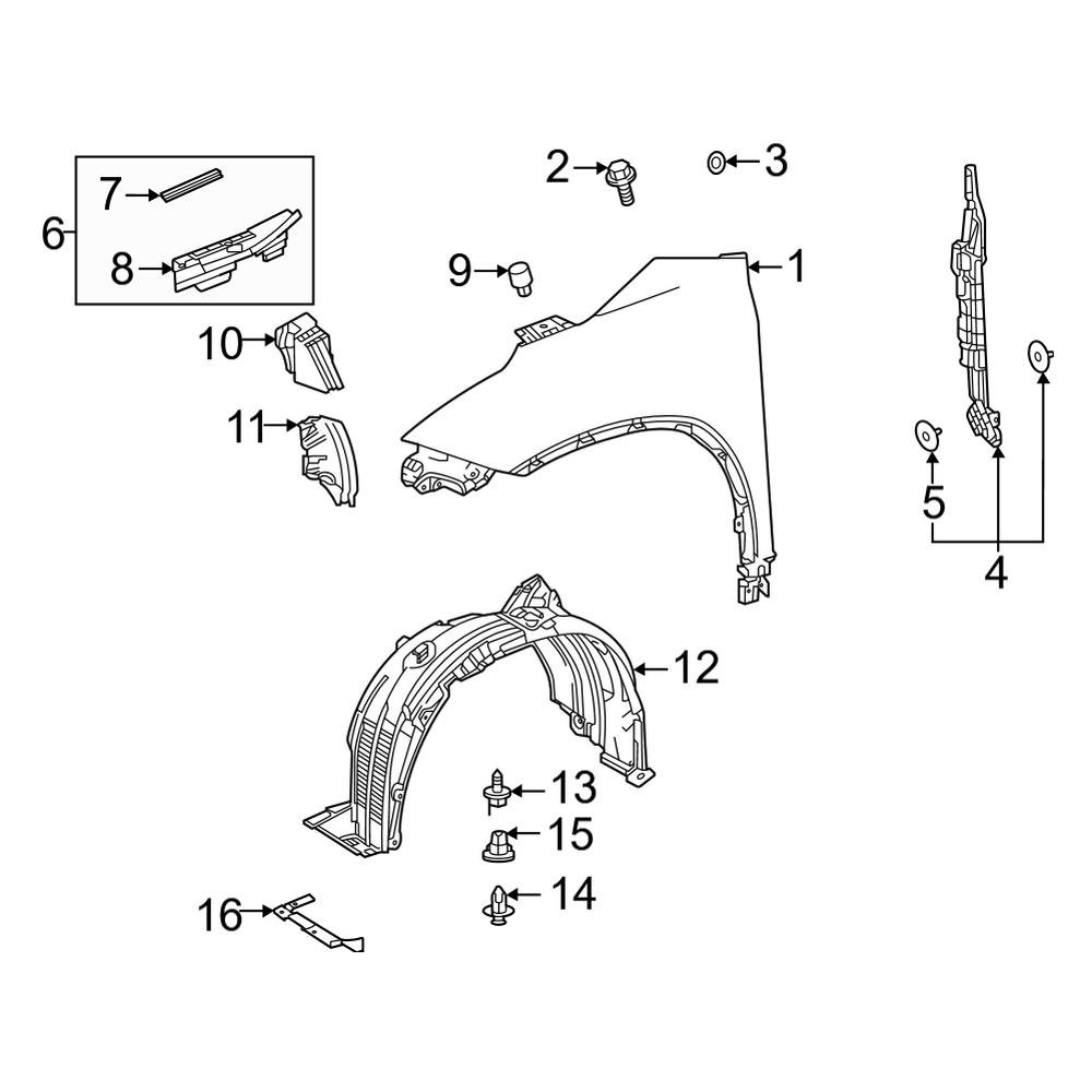 Toyota OE 538080E090 - Front Left Upper Fender Splash Shield