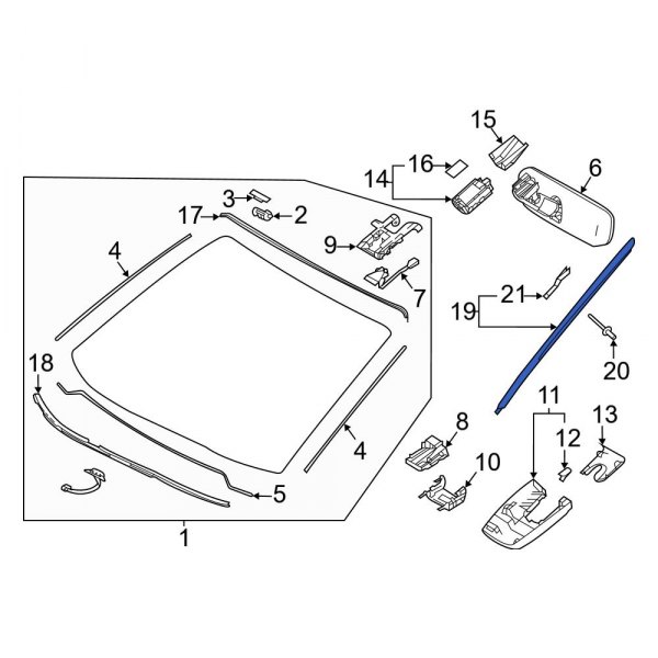 Toyota OE 755090E020 - Front Left Windshield Molding