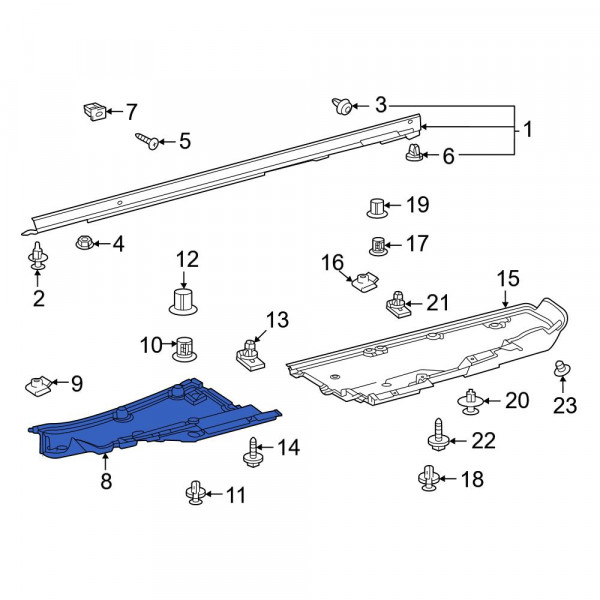 Toyota OE 583980E101 - Rear Floor Pan Splash Shield