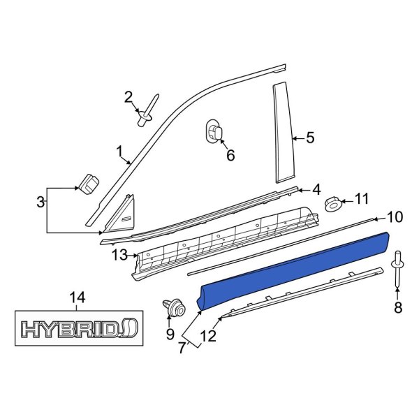 Toyota OE 757320E903 - Front Left Outer Door Molding