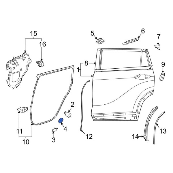 Toyota OE 9033340001 - Rear Door Plug