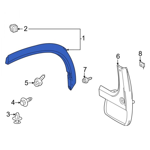 Toyota OE 750770E040 - Rear Right Wheel Arch Molding