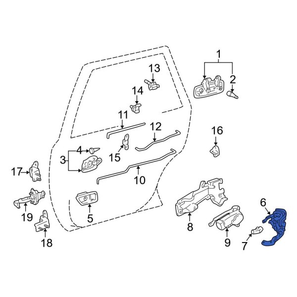 Toyota OE 69304AA010 - Front Left Door Latch Assembly