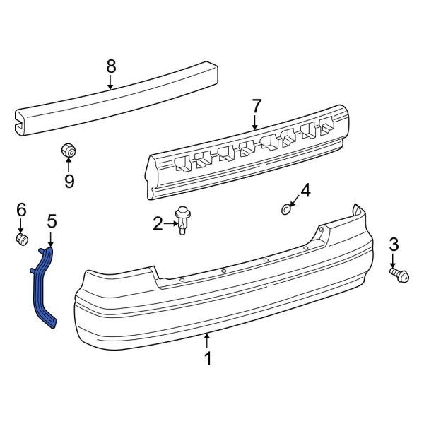 Toyota OE 52576AA010 - Rear Left Bumper Cover Support Rail