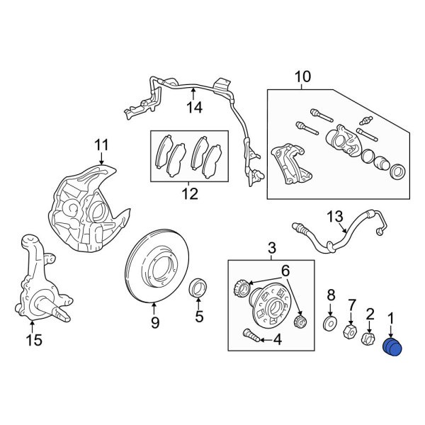 Toyota OE 9033933003 - Front Wheel Bearing Dust Cap