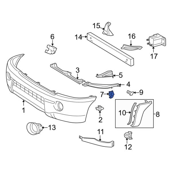 Toyota OE 5211504060 - Front Bumper Cover Support Rail