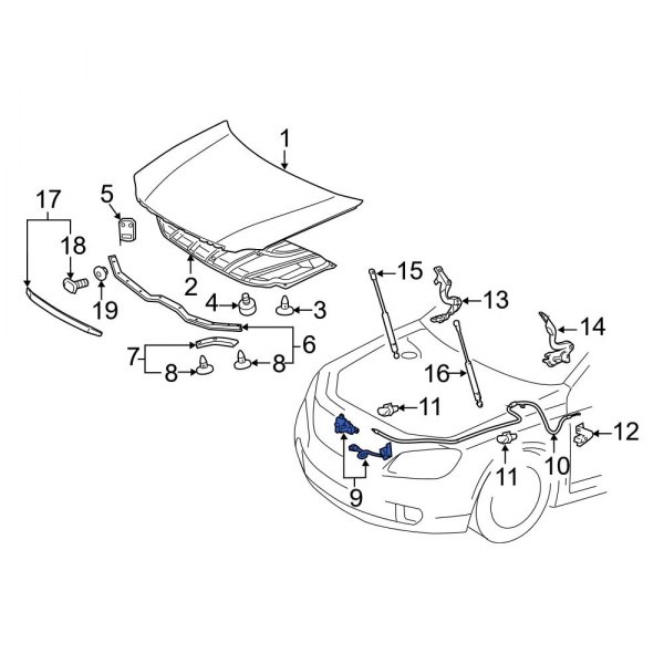 Toyota OE 5351007010 - Front Hood Latch