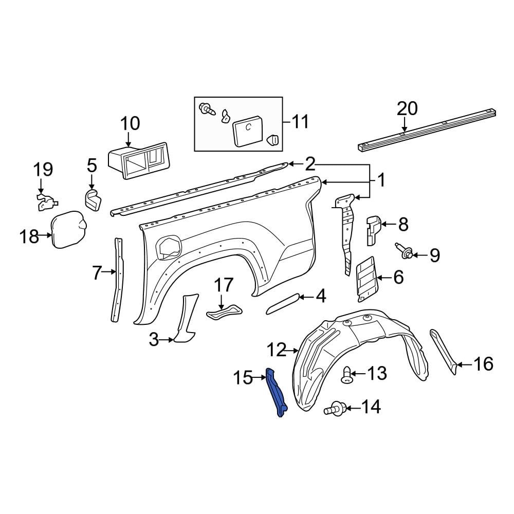 Toyota OE 6567104080 - Front Right Truck Bed Panel Brace