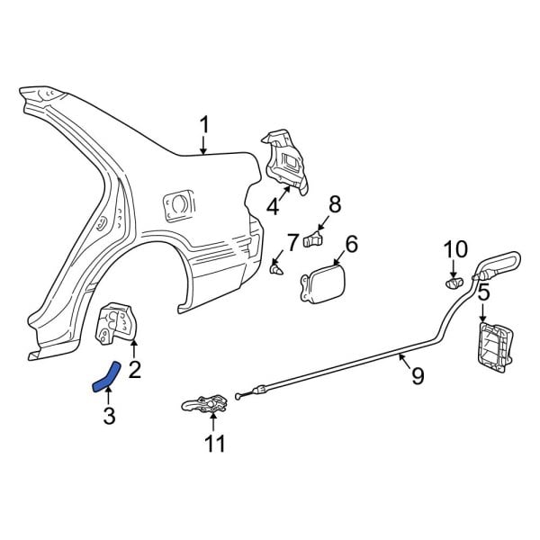 Toyota OE 58747AA010 - Rear Right Stone Guard