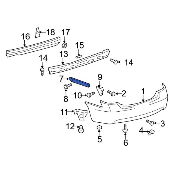 Toyota OE 5215706010 - Rear Right Bumper Cover Support Rail