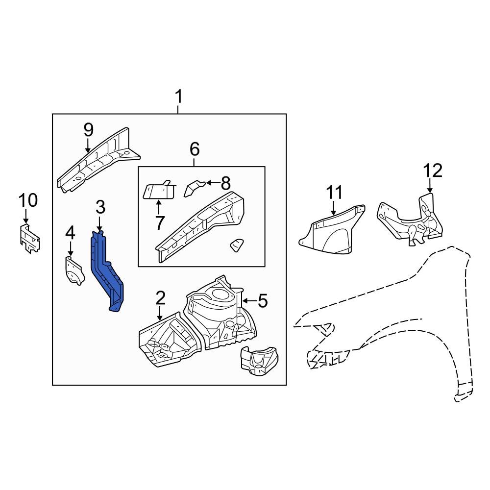 Toyota OE 5371407010 - Front Left Fender Apron Extension