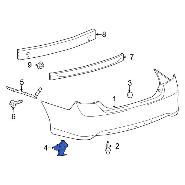 Toyota OE 6164706060 - Rear Right Bumper Cover Reinforcement