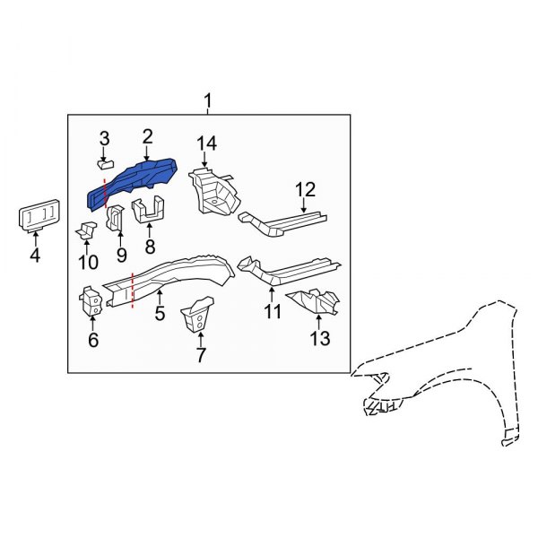 Toyota OE 5711606020 - Front Left Outer Frame Side Member