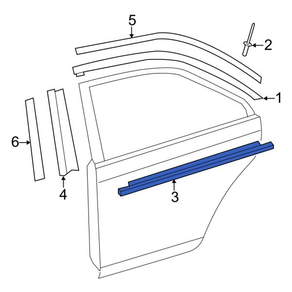 Toyota OE 7573006110 - Rear Right Outer Door Belt Molding