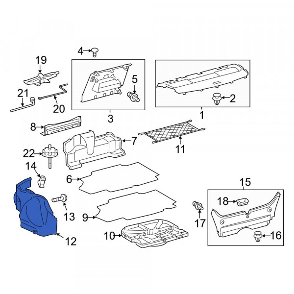 Toyota OE 6472106220C0 - Rear Right Trunk Trim Panel