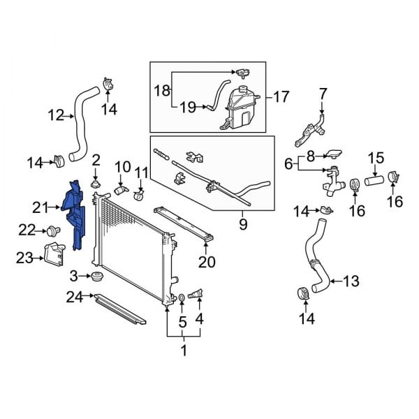 Toyota OE 16595F0060 - Front Left Upper Radiator Support Baffle