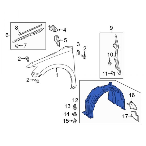 Toyota OE 5380606221 - Front Left Fender Splash Shield