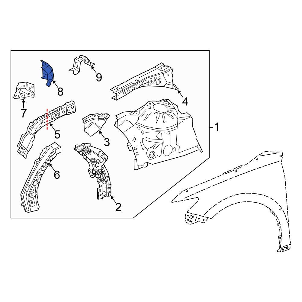 Toyota OE 5378606010 - Front Left Fender Gusset