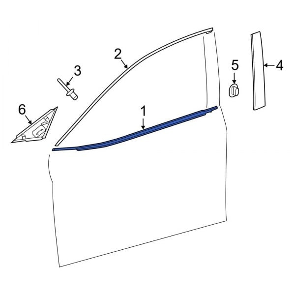Toyota OE 7572006291 - Front Left Door Belt Molding