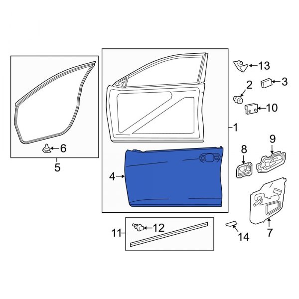 Toyota OE 6711206160 - Front Left Outer Door Outer Panel