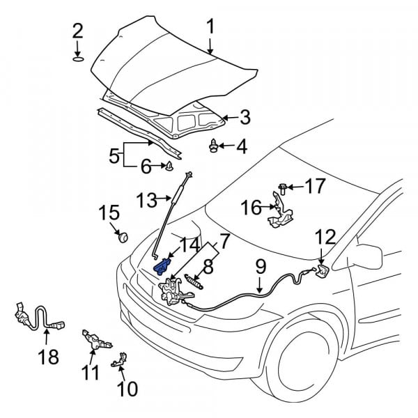 Toyota OE 5345508020 - Hood Prop Rod Clip
