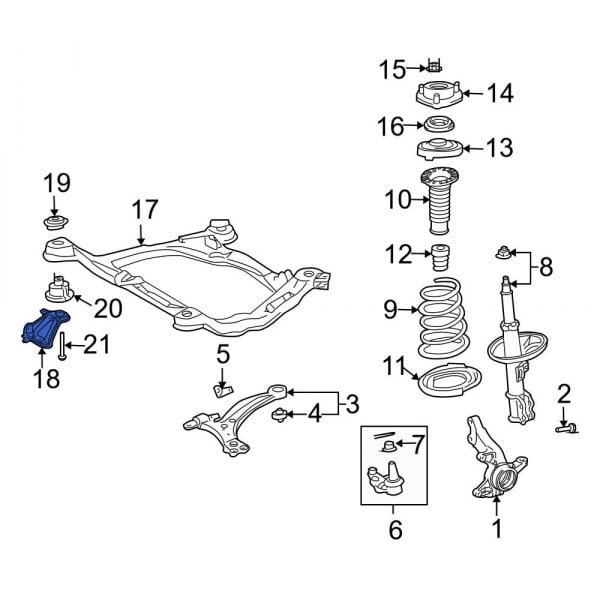 Toyota OE 5103608010 - Front Left Suspension Subframe Crossmember Brace