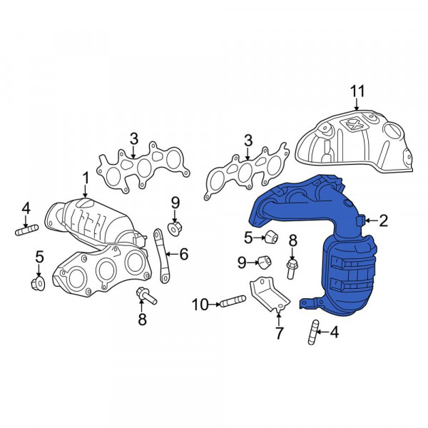 Toyota OE 171500P250 - Left Catalytic Converter with Integrated Exhaust ...